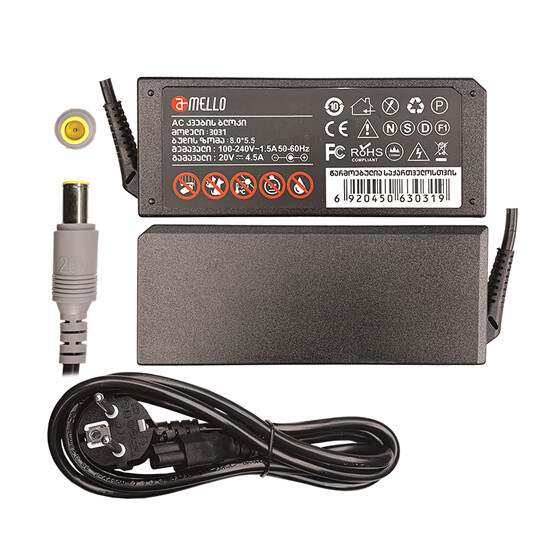 SkyTech Lenovo Notebook Battery Charger 20V 4.5A 8.0 USB Black ...